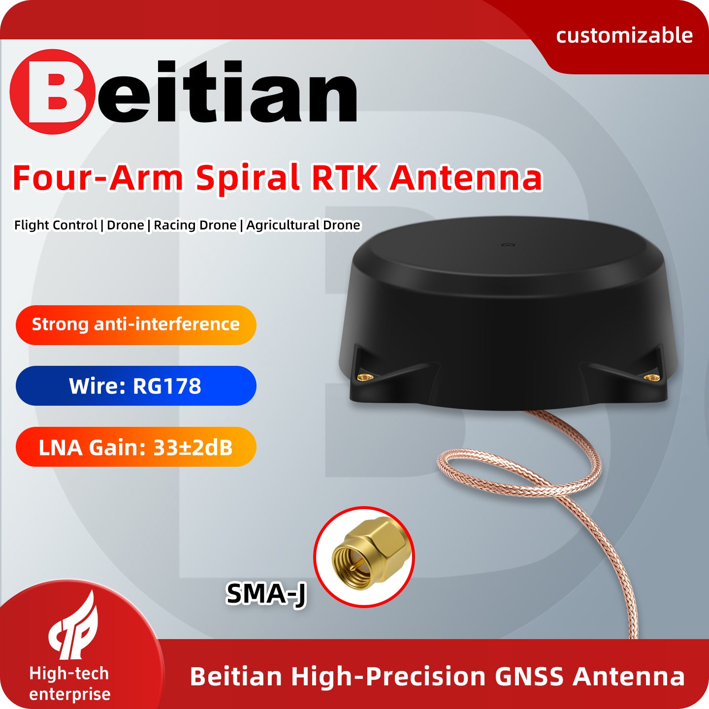 Beitian RTK GNSS Quadrifilar Industrial Helix Antenna Fixed Hole RTK G ...